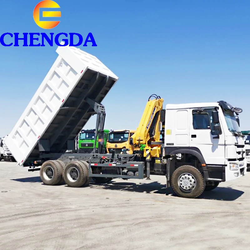 New Howo Lorry 10Ton Folding Boom 6X4 Dump Truck With Crane| Alibaba.com