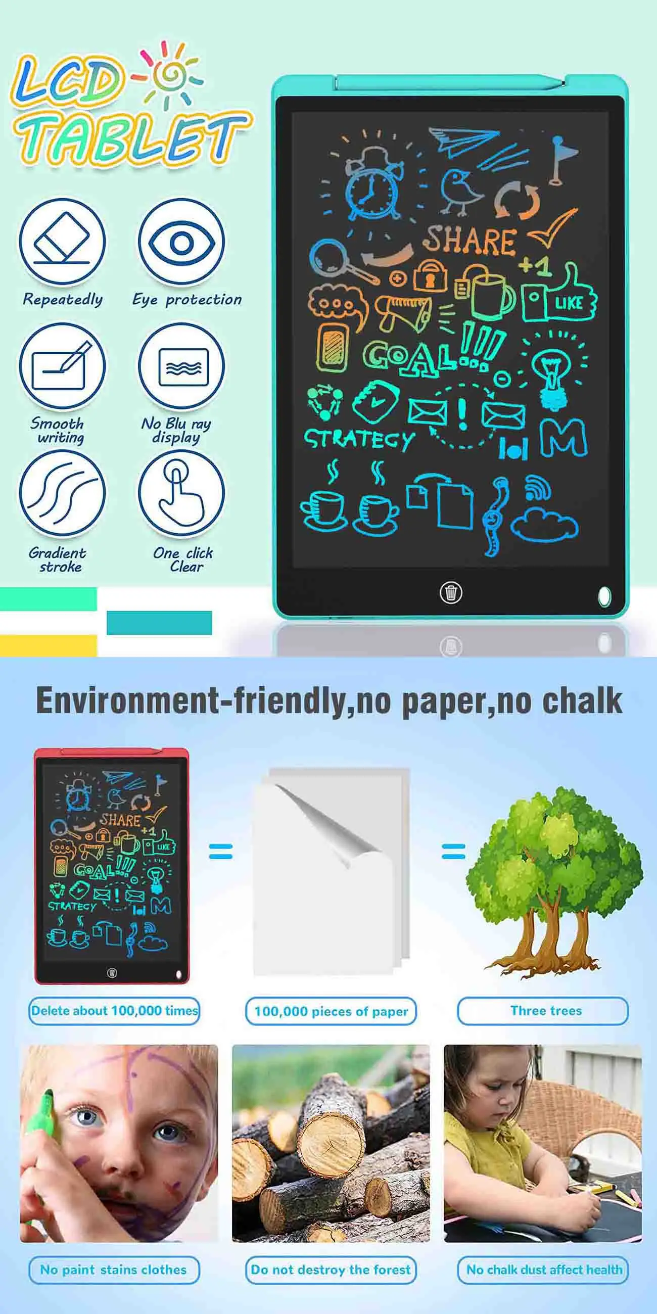 Best Quality Multi Color LCD Writing Tablet - 12 Inch Pad