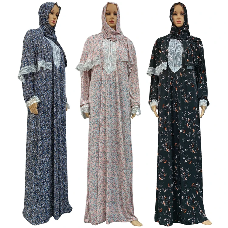 One Piece Muslim Women Prayer Dress Islamic Hijab Khimar Jilbab Hand ...