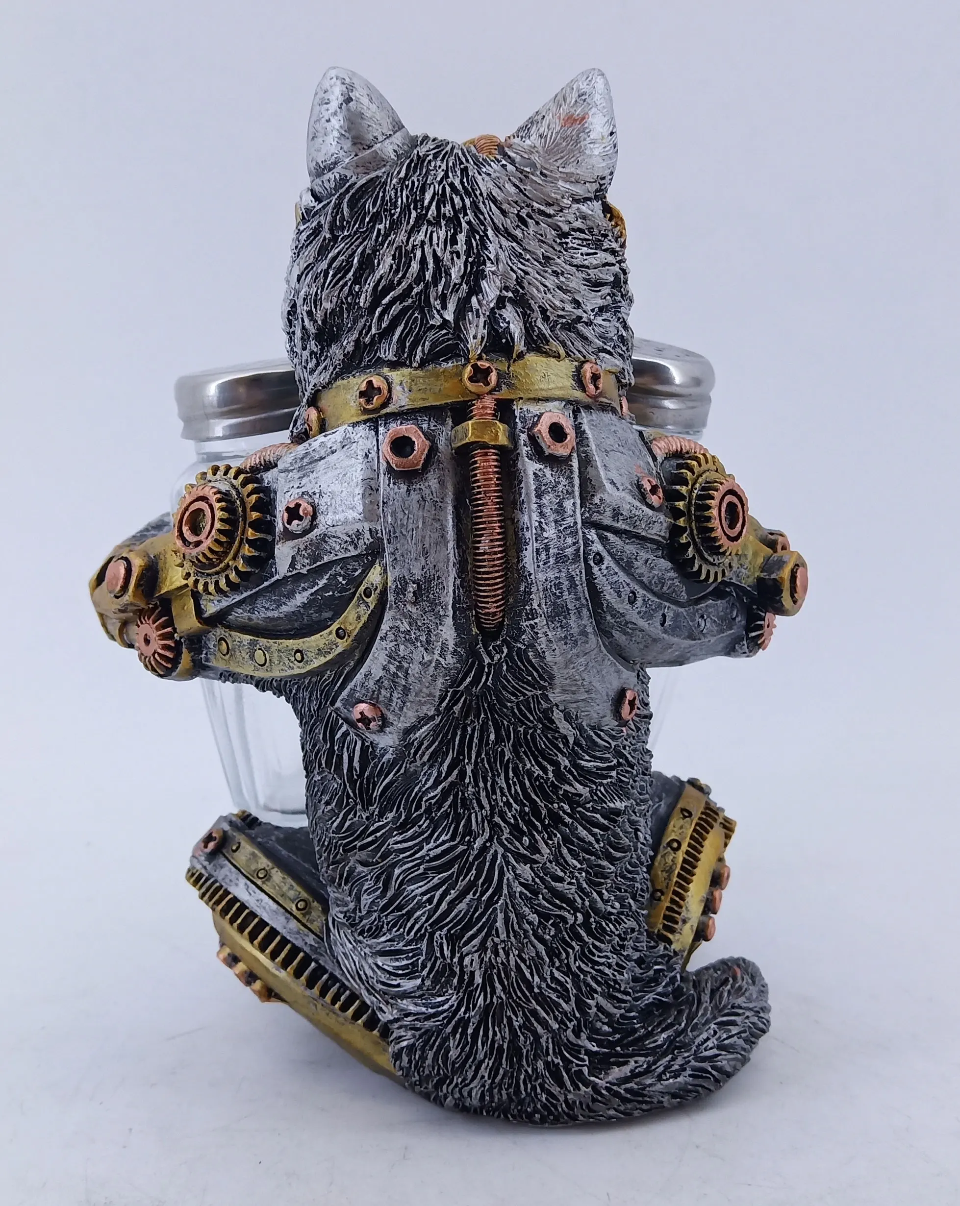 Realistic Polyresin Wolf Salt Holder Sculpture Steampunk Animal For ...