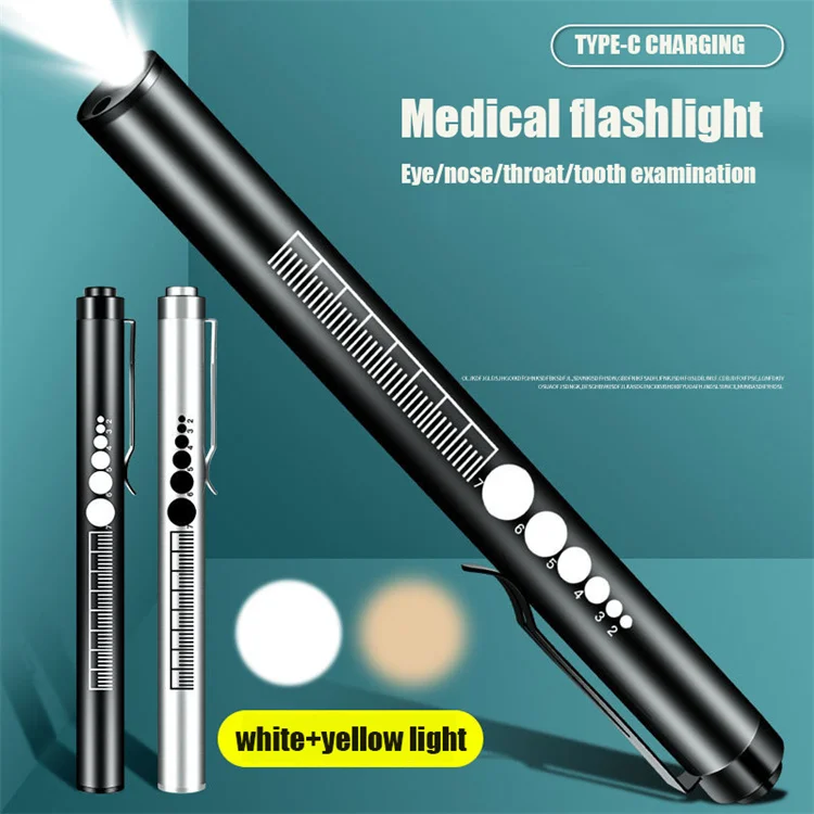 Multifunctional Yellow White Dual Light Nurse Flashlight USB ...