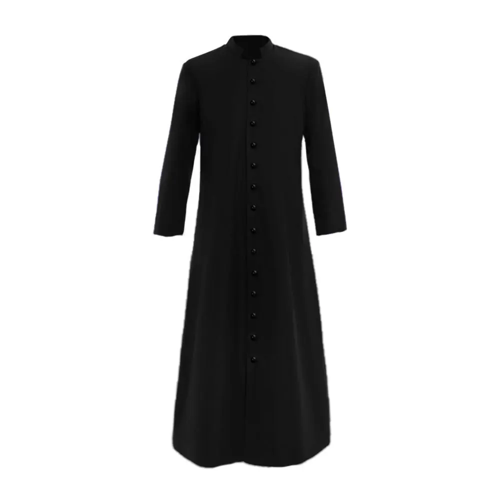 Custom Diy Men's Roman Black Priest Cassock Cosplay Costume Adult ...
