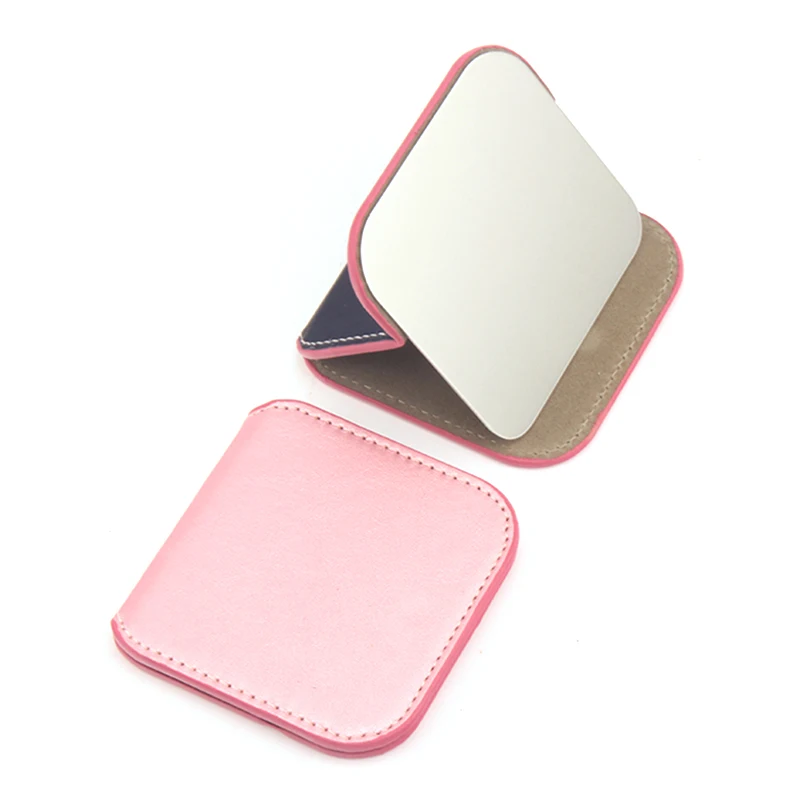 Trendy Customized Logo Stainless Steel Mirror 80*75mm Foldable Pu ...