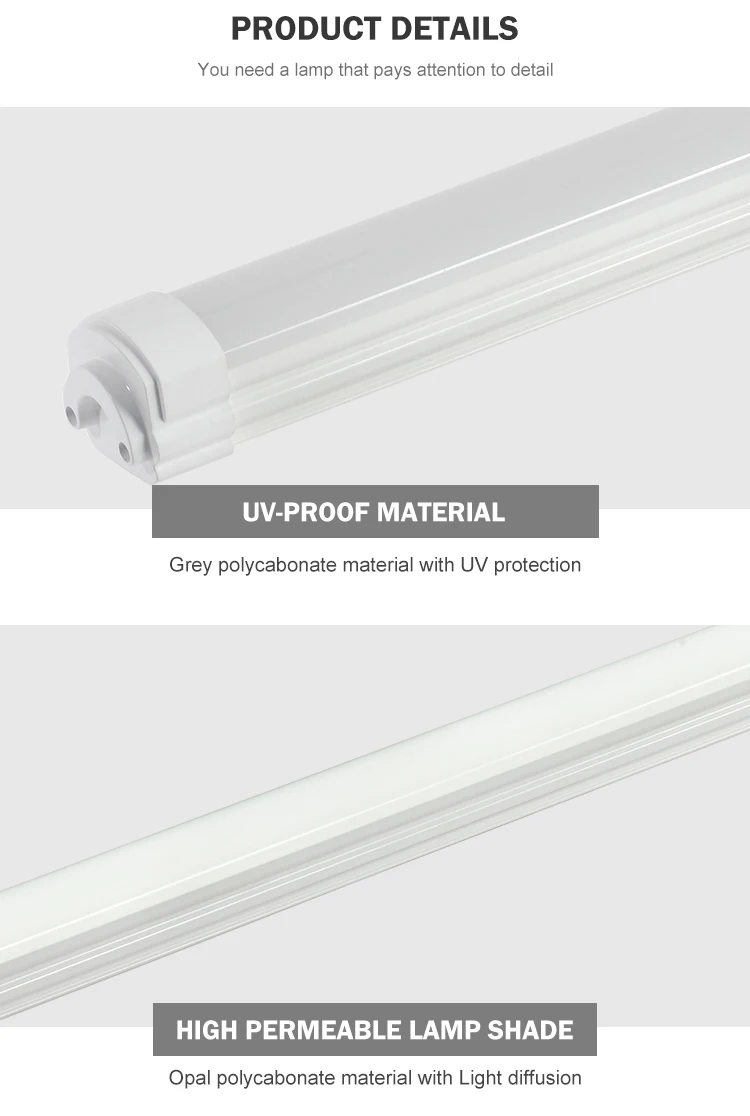 High Quality Supermarket Adjustable Ip65 Waterproof 4ft 36w 8ft 60w Tri-proof Led Batten Lamp ...
