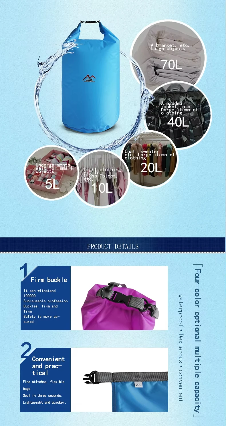 OEM Durable 500D Pvc Swimming Floating Roll Top Dry Bag Waterproof ...