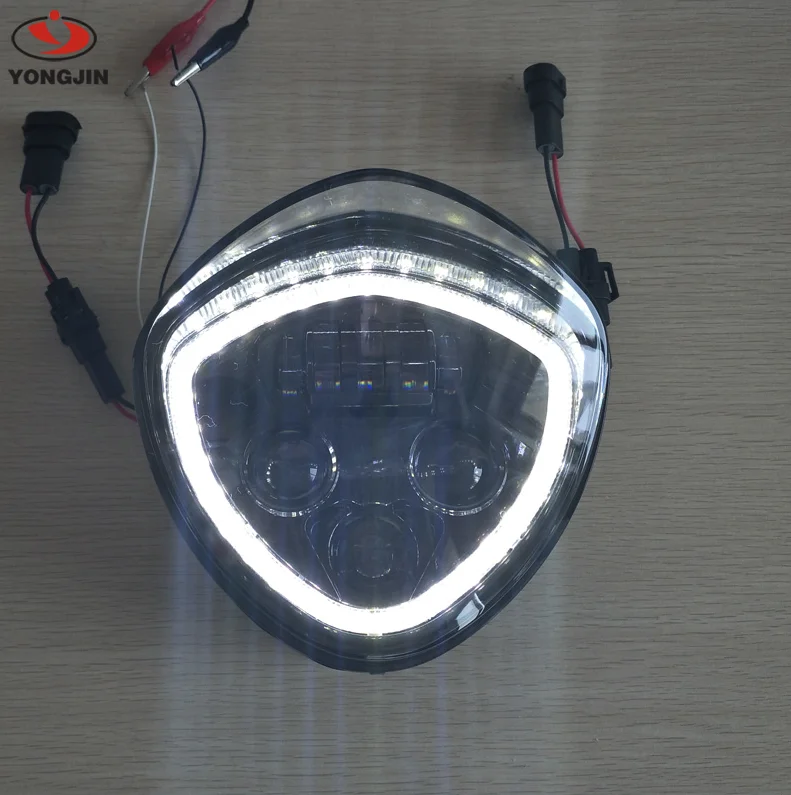 Chrome Bezel Victory Motorcycles Led Headlight With Drl High & Low Beam ...