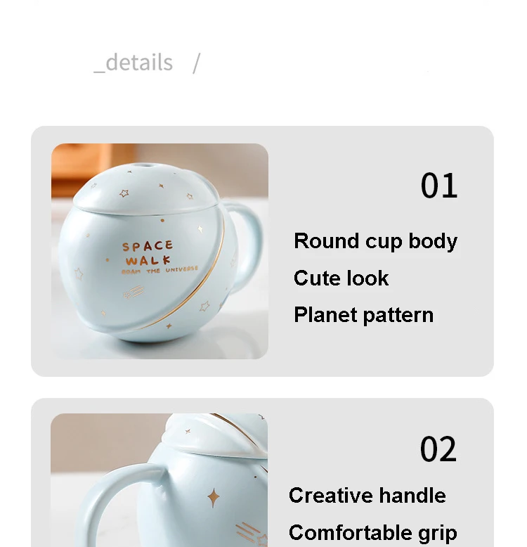 Summer New Round Cartoon Spaceman Planet Ceramic Mug - Buy Planet ...