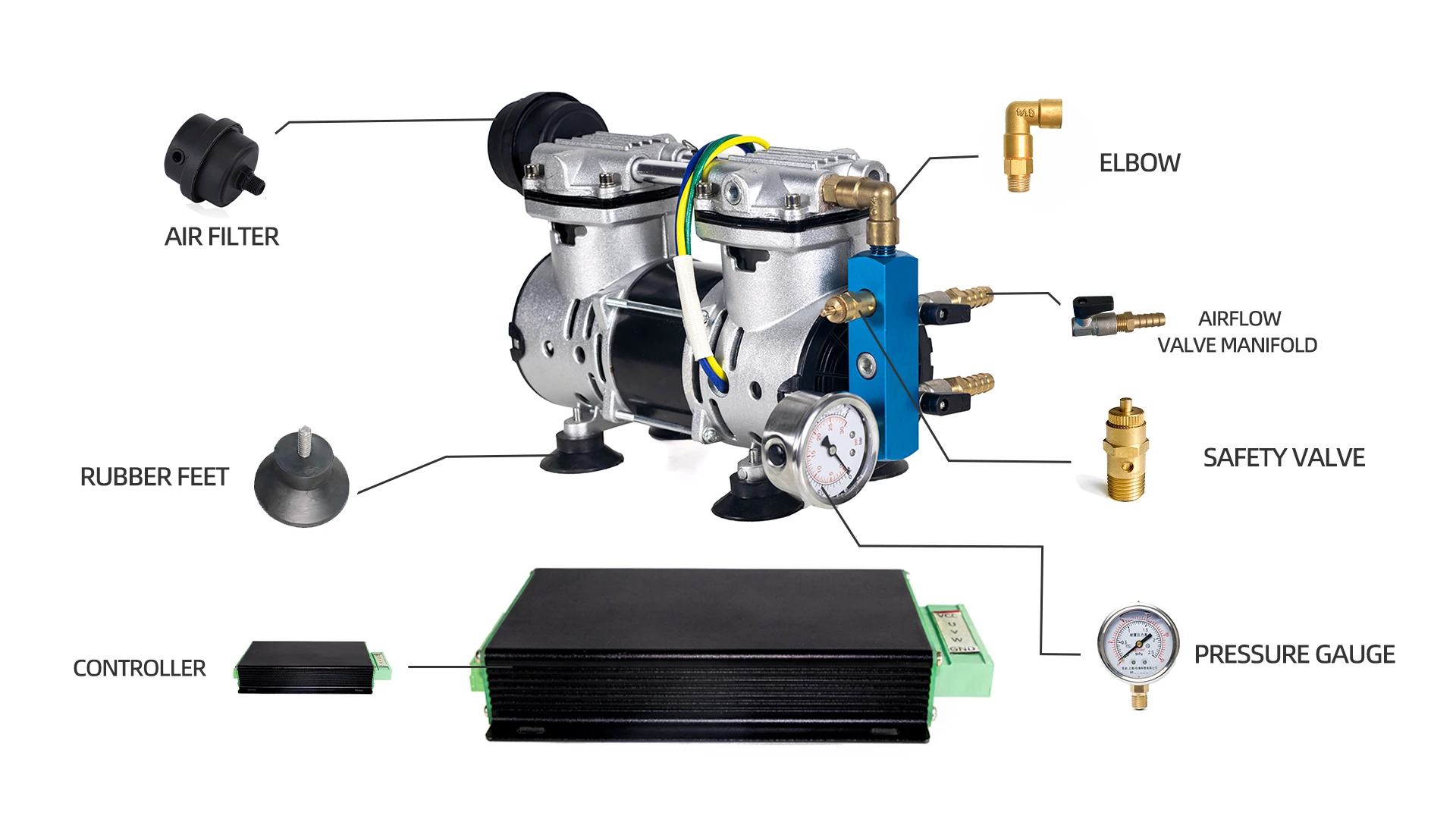 Oil Free Solar Aeration Compressor 24v Small Portable Pond Aeration ...