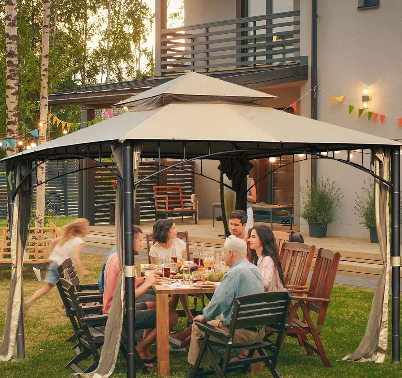 Brown,Waterproof Outdoor Replacement Ceiling,Square Khaki Garden Gazebo ...