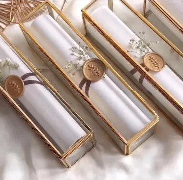 Wedding Invitation Box Handmade & Brass and Mirror Material Invite box ...