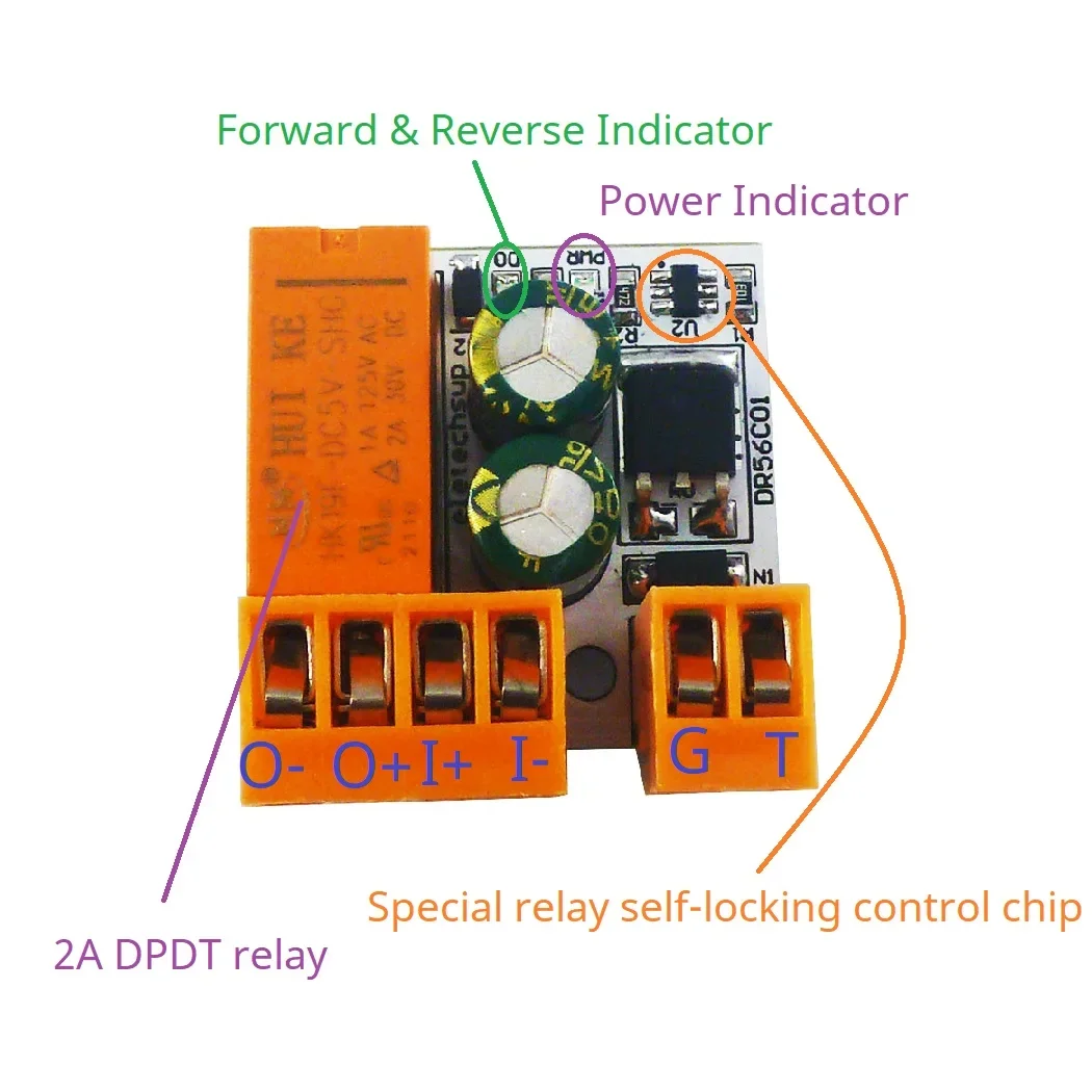 2A DC Polarity Reversal Circuit Bistable DPDT Relay for Forward Reverse ...