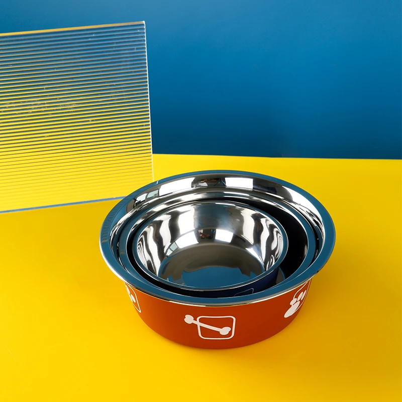 Double Layer Pet Bowl Dog Bowl Quality Non-slip Stainless Steel Sleeve ...