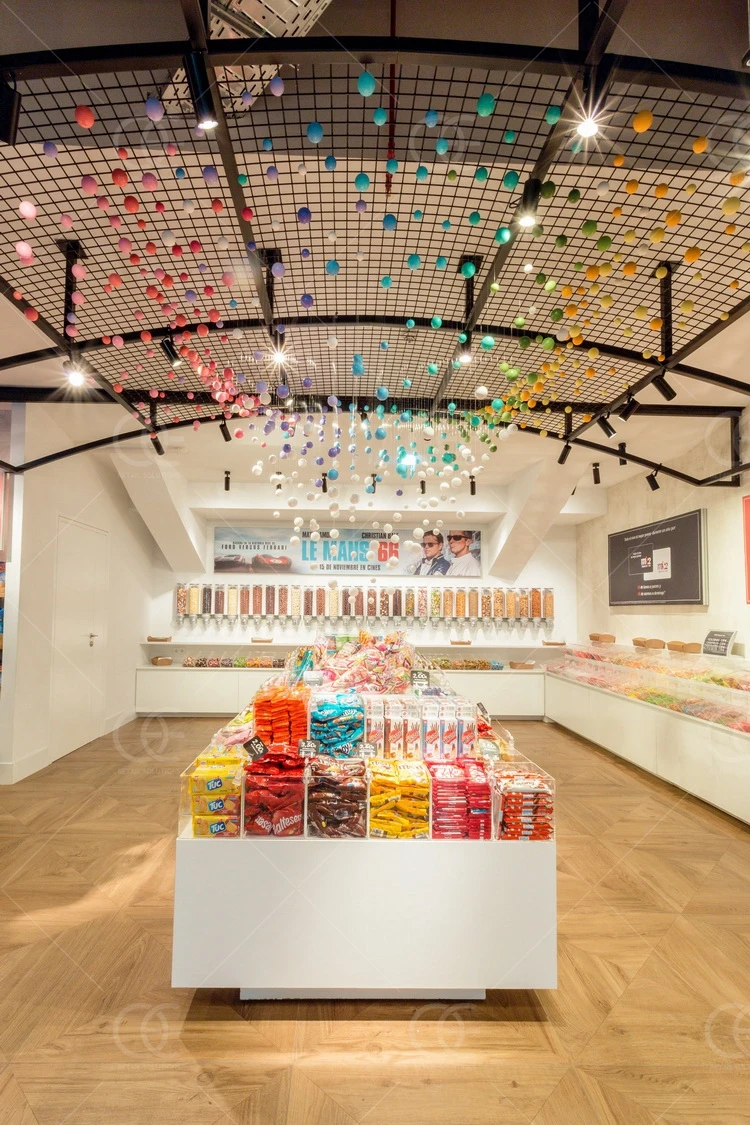 Custom Wooden Storage Gondola Shelf for Retail Candy Store