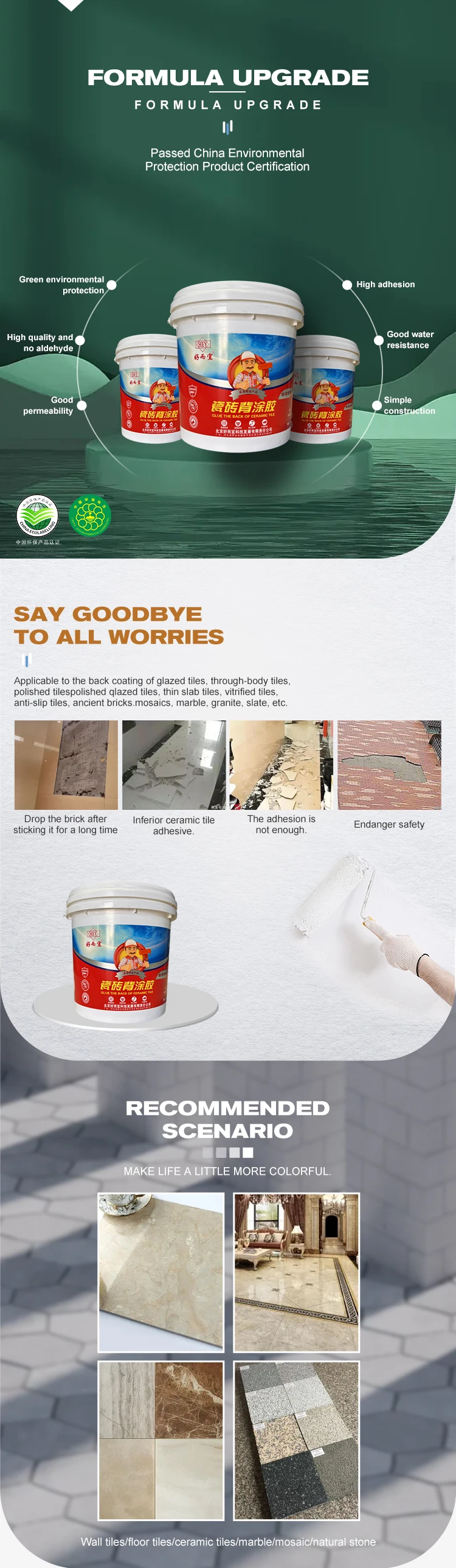 Use After Drying for Porcelain Tiles Strong Adhesive Emulsion Strength ...