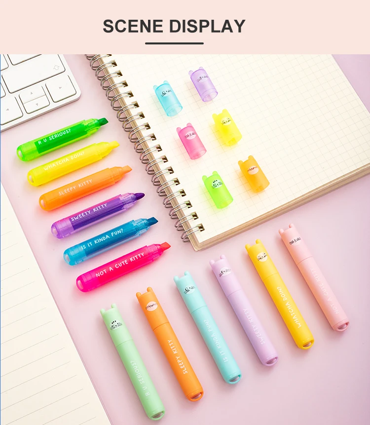 M&G Cute Unique Mini Pastel Highlighter Marker with Kawaii Design