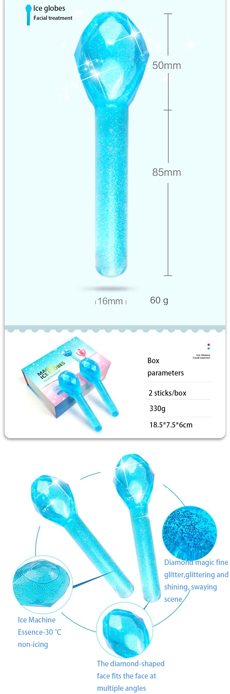 Diamond Shape Ice Globes for Puffy Eyes and Dark Circles Cold Face ...