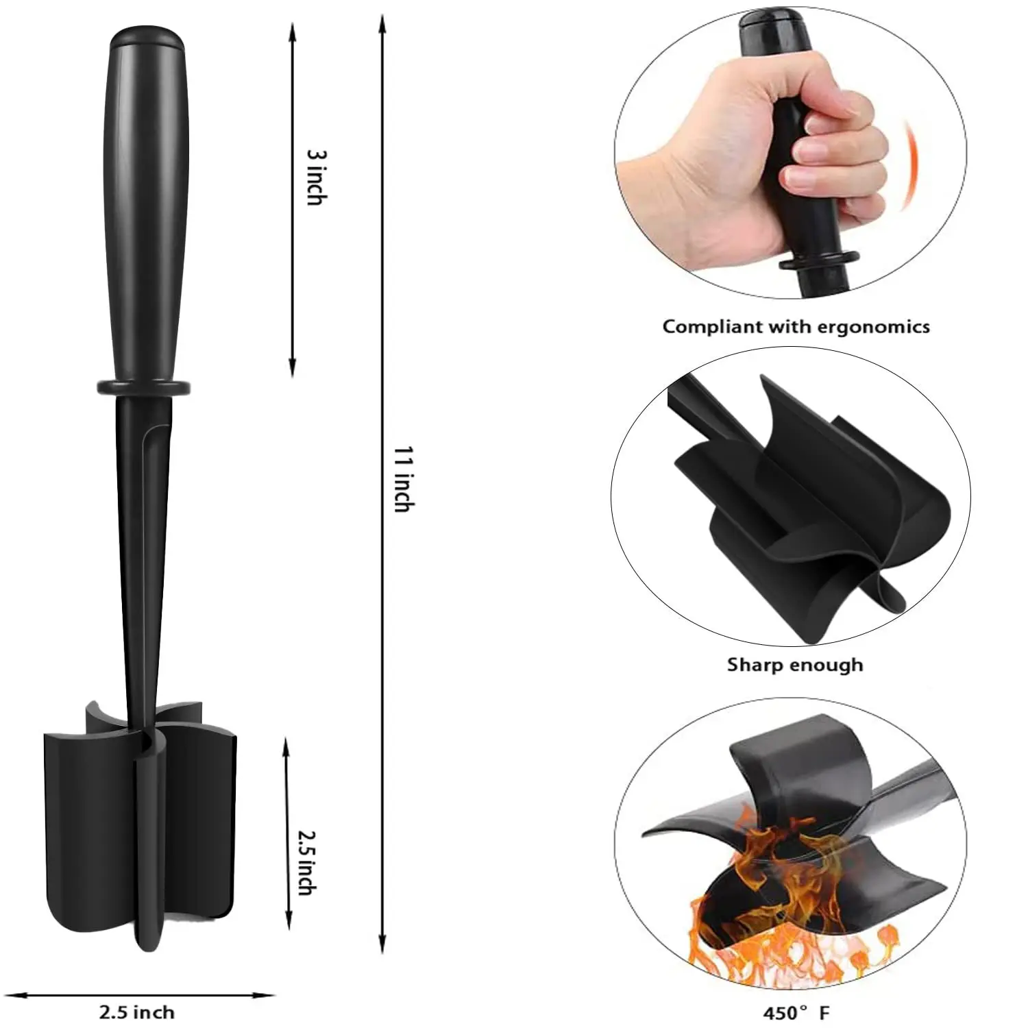 5 Curve Blades Ground Meat Chopper Beef Masher Meat Masher Tool Nylon ...