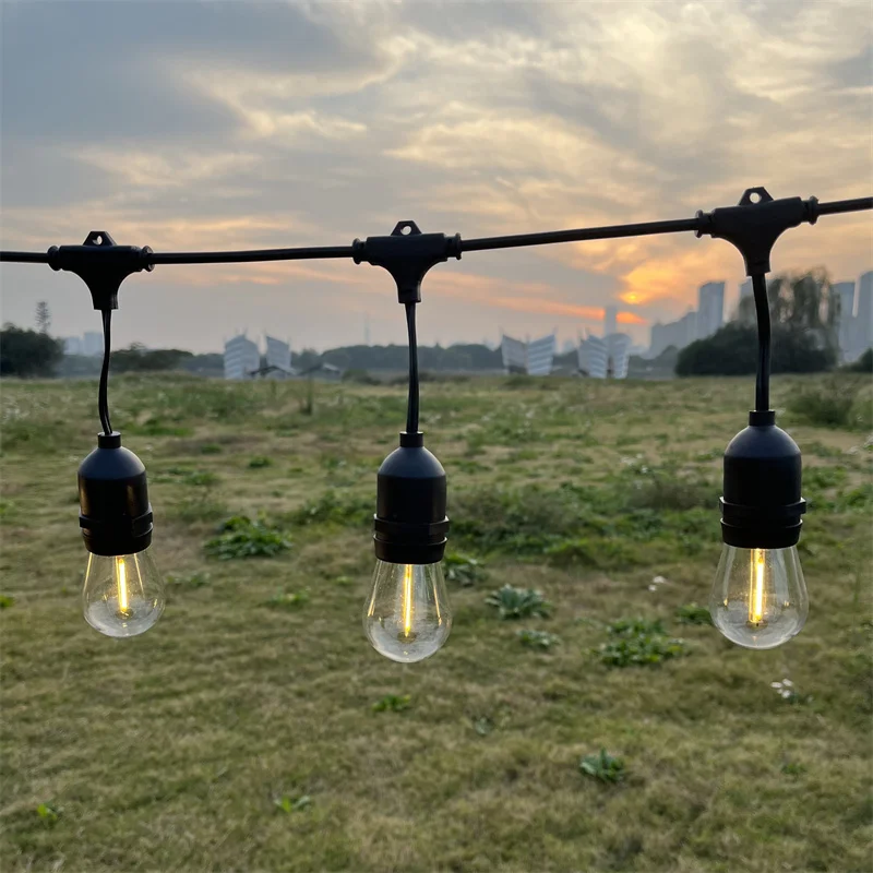 15m 15 Bulbs S14 Garden String Lights With Warm White Bulbs Ip65 ...