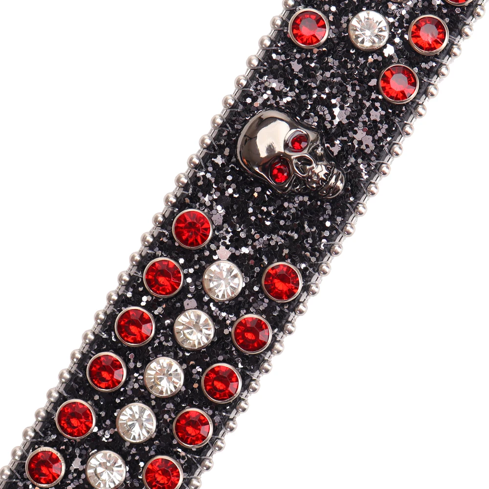 Western Super Cheap Custom Dark Red Skull Punk Rock Star Belt Bling ...
