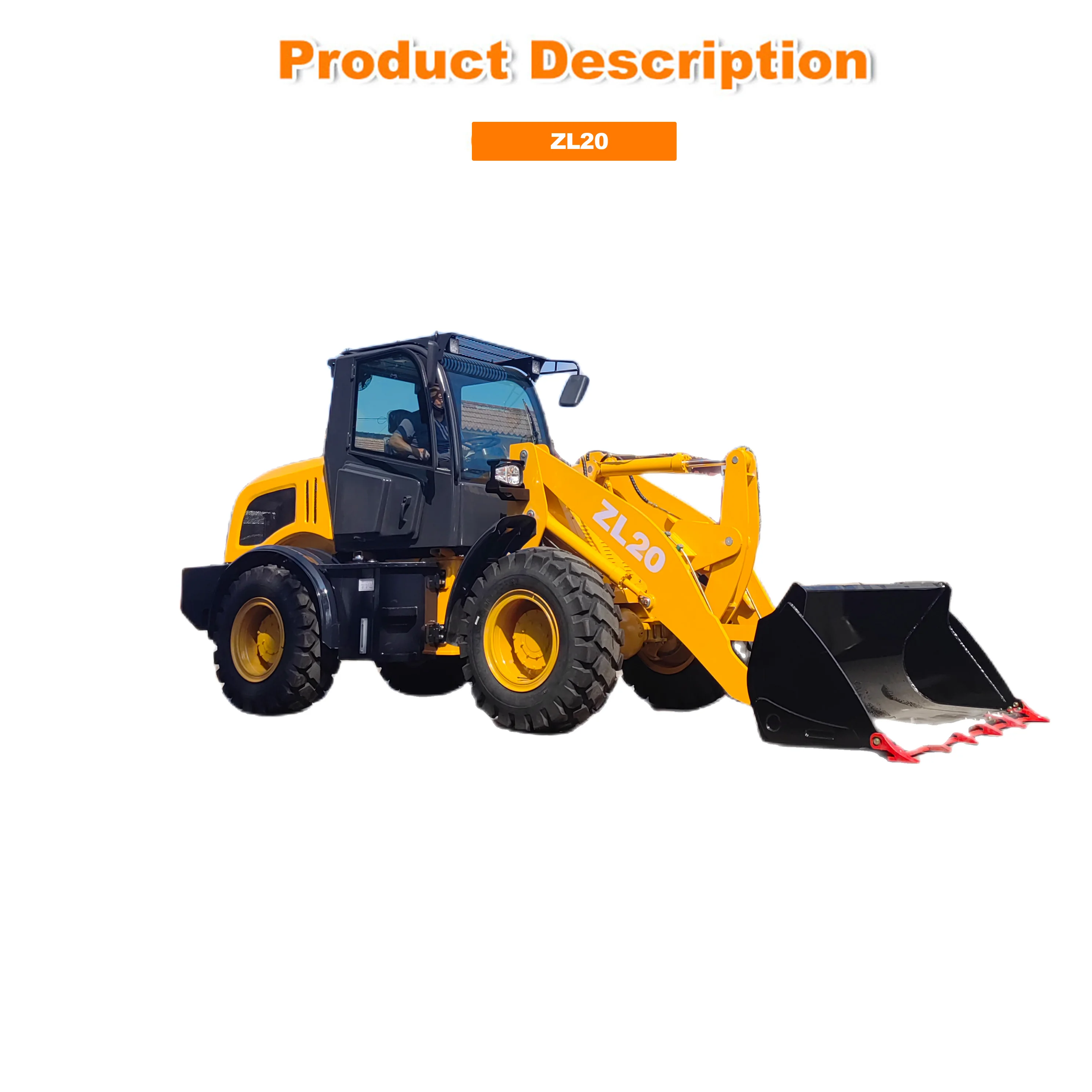 Chinese Small Wheel Loader Zl20 Hydraulic System Lifting Capacity 2.0 ...