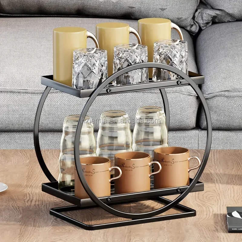 2-Tier round Metal Makeup Storage Shelves Double Tier Bathroom ...