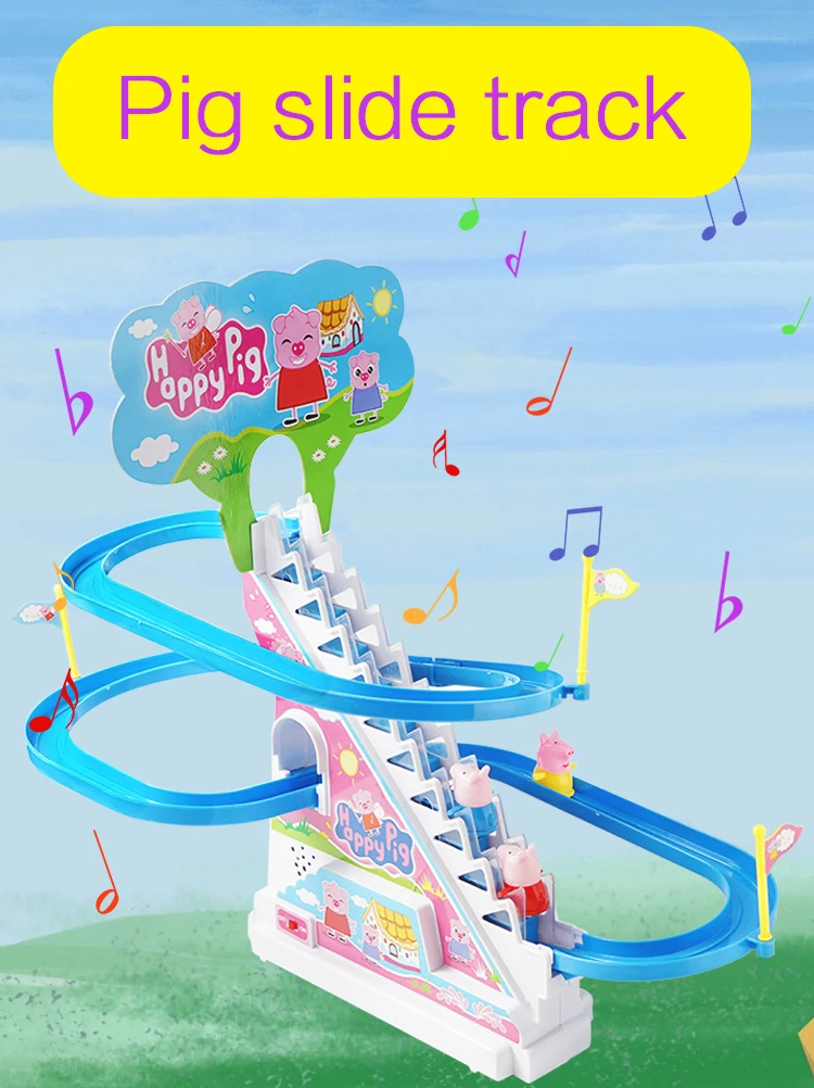 Customizable Kids Battery Powered Piggy Climbing Stairs Toy