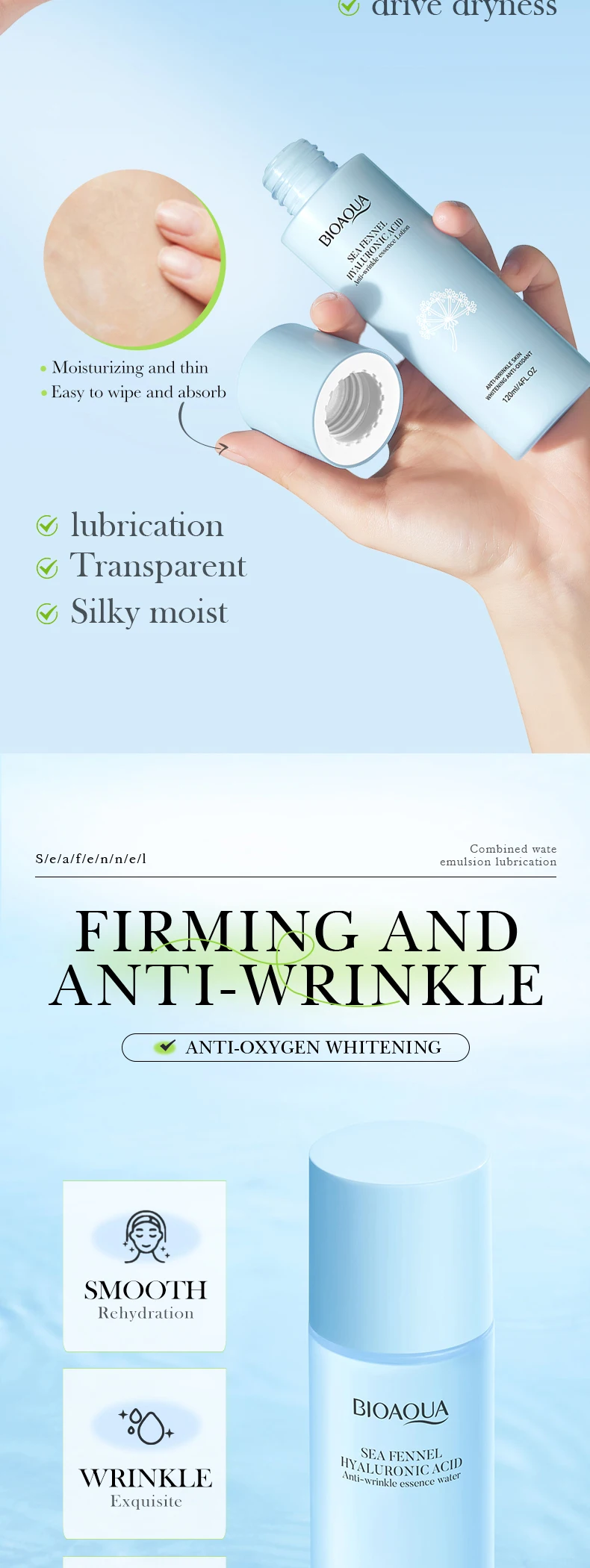 OEM BIOAOUA Sea Fennel Hyaluronic Acid Anti-Aging Moisturizer Set for ...