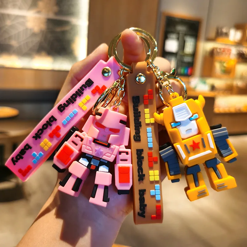 Creative Cartoon Building Blocks Transformers Keychain Toy Keychain ...