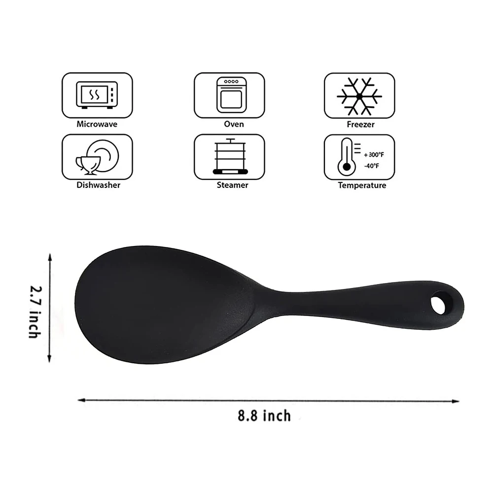 Silicone Soup Rice Ladle Mixer Spatula Serving Spoon Set Rice Paddle ...