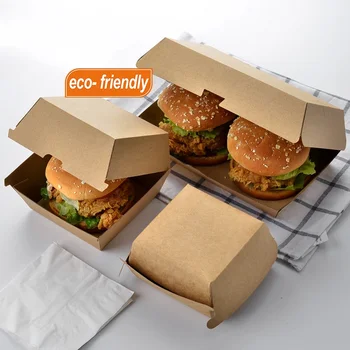 Wholesale Disposable Hamburger Paper Packaging Boxes Customize Size ...