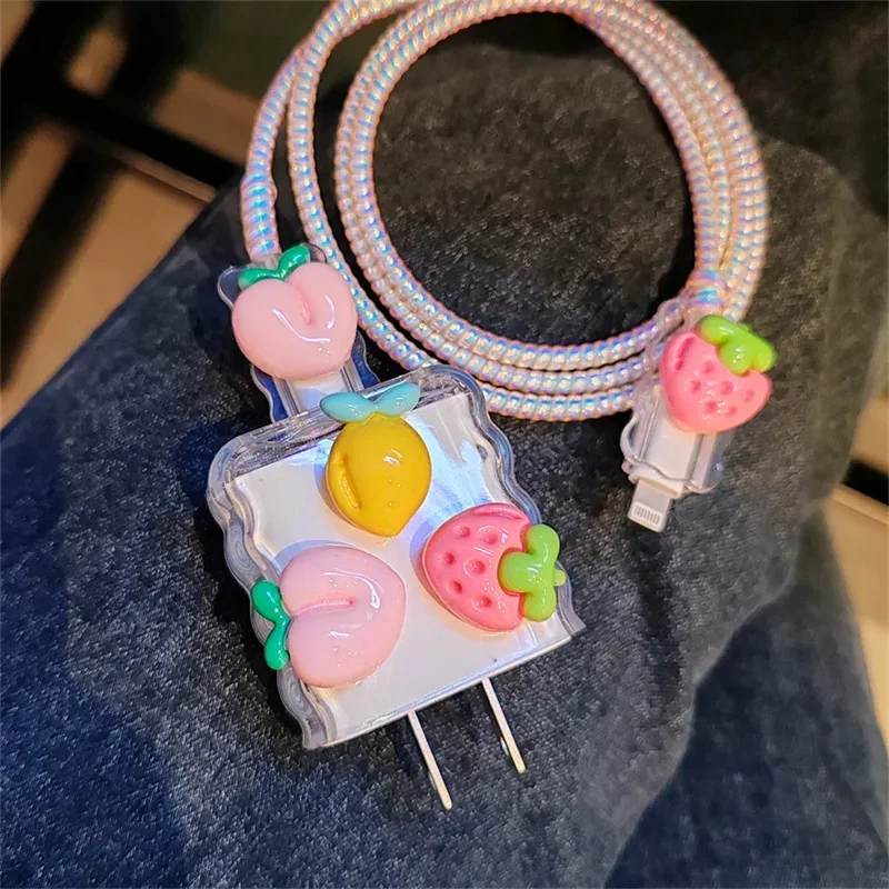 Cute Pink Fruit Peach Transparent Silicone Charger Case For Iphone 11 ...