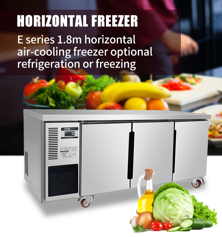 Large Capacity Bench Top Refrigerator - 3 Doors, Stainless Steel