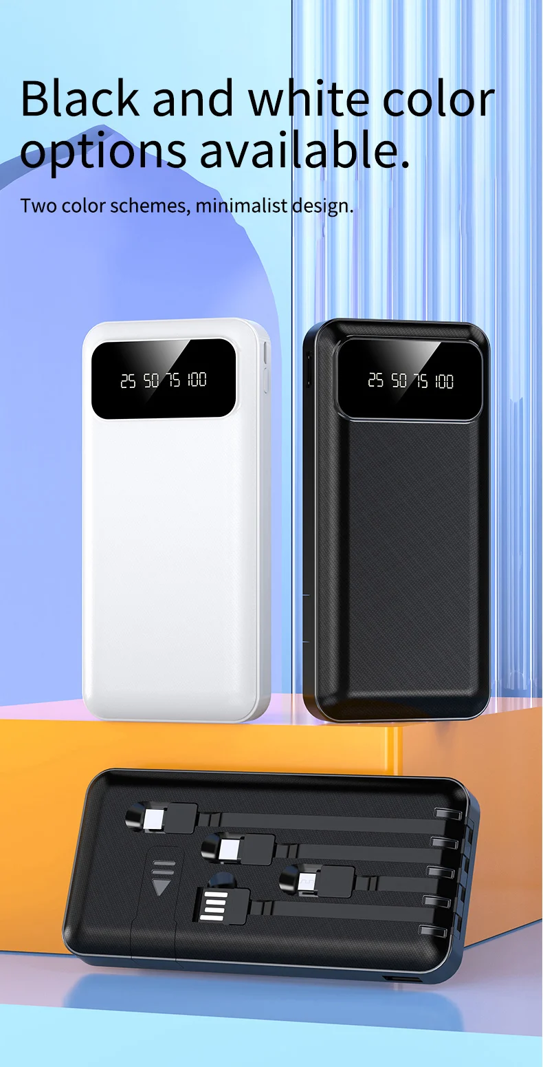 Factory Direct Customize Logo Portable Power Banks Built in 4 Cables ...