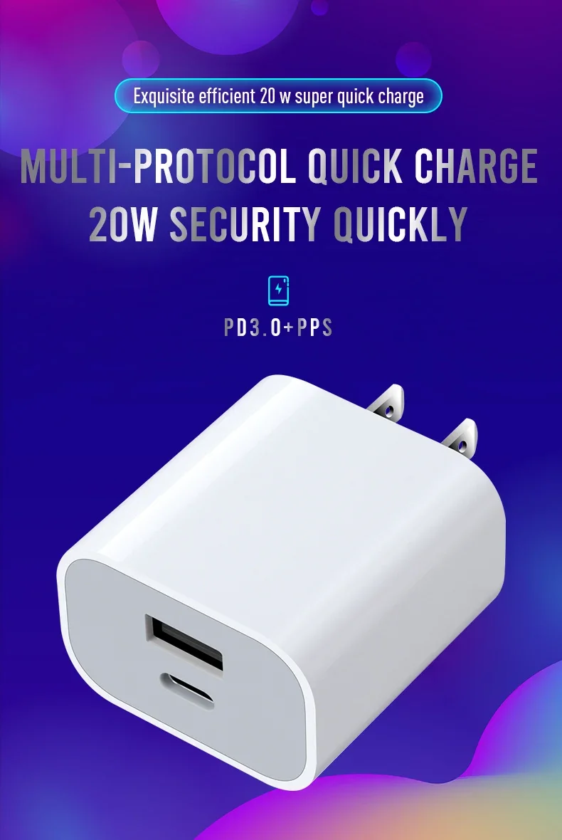 Mini 20w 12v Type Char Pd Usb-c Charge Type-c+usb A Dual Port Power ...