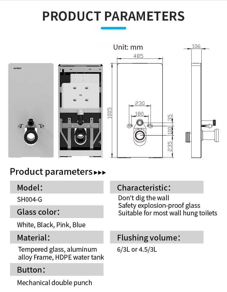 Wall Mounted Toilet Concealed Cistern Sanitary Ware Accessories ...