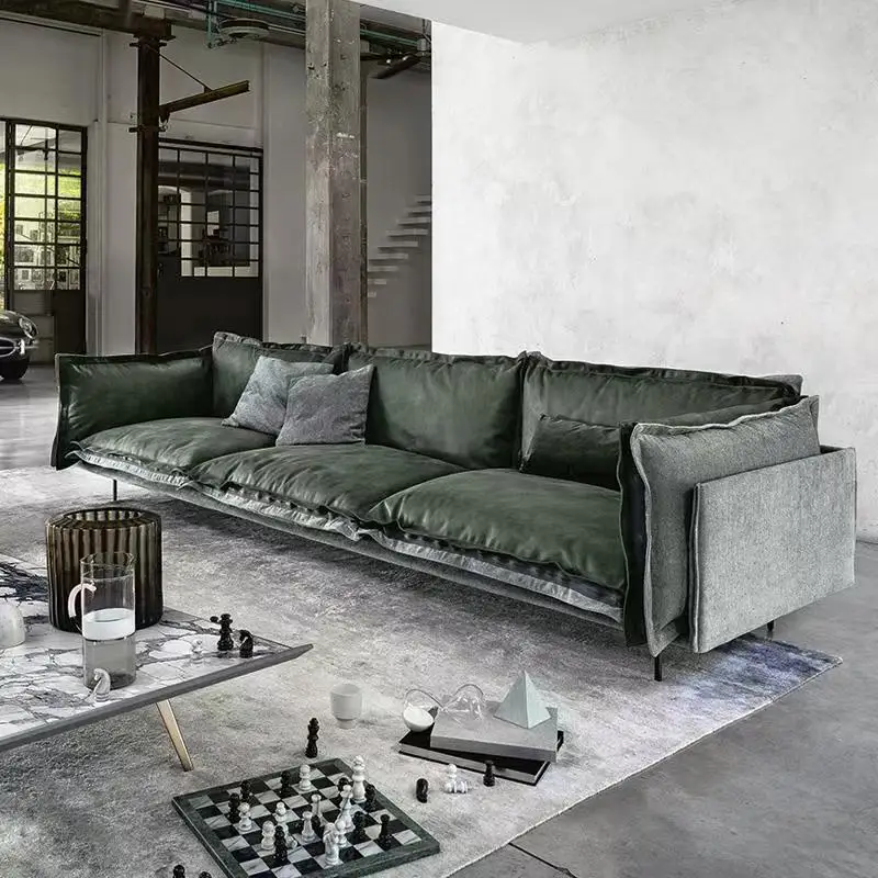 Modern Minimalist Industrial Style Fabric Low Sofas 3 Seat Leather ...