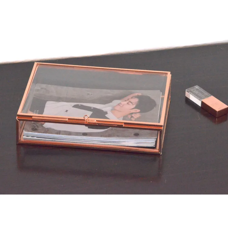 Customized Handicraft Lockable Transparent Luxury Rose Gold Sliding Box ...