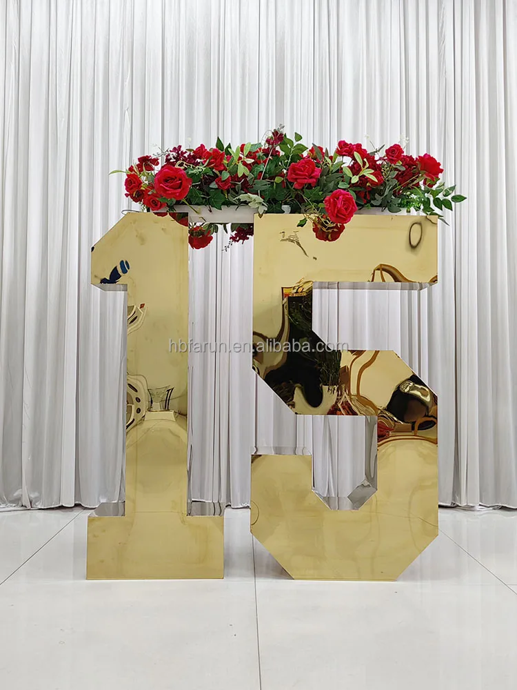 New Design 4ft/3ft Available Marquee Numbers Big Gold Silver Mirror ...