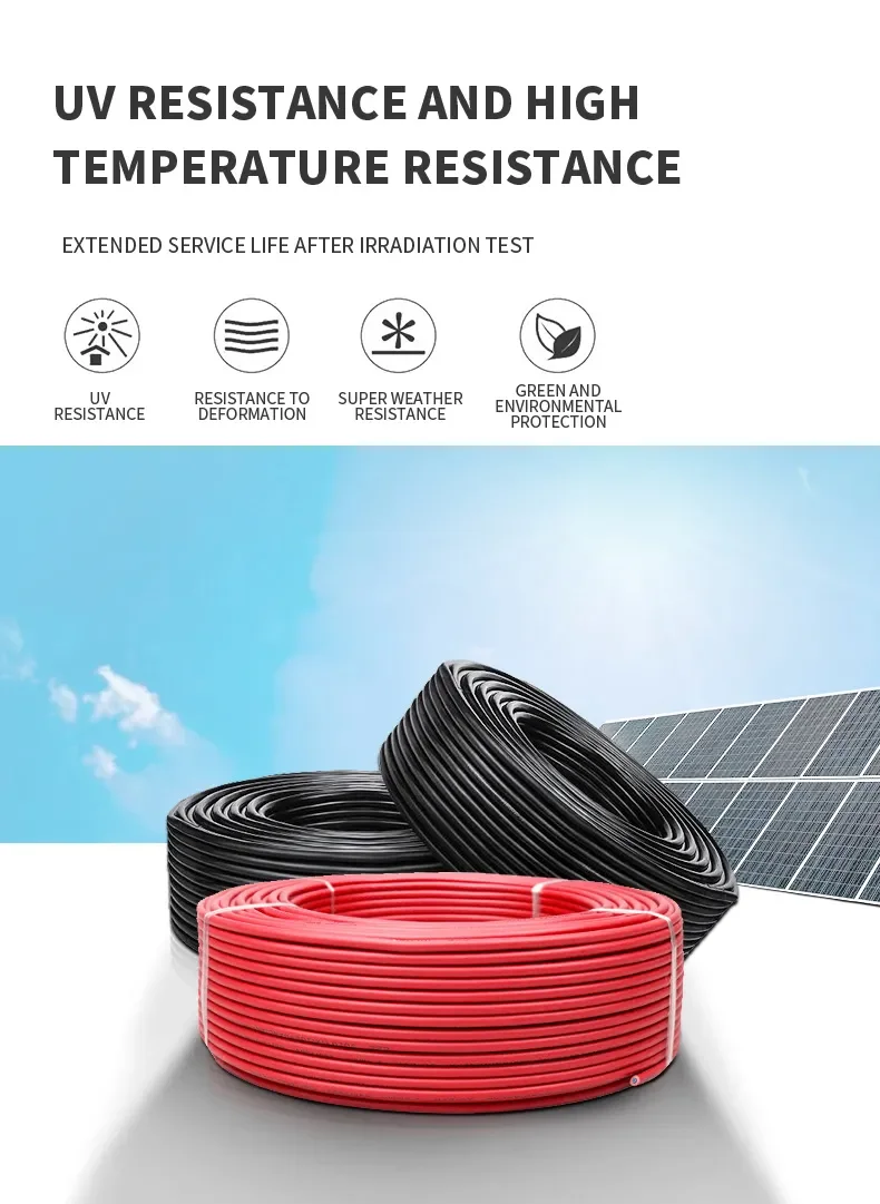 4mm2 6mm2 10mm2 16mm2 1000v 1500v Tinned Copper Dc Pv Photovoltaic Solar Wire Cable For Solar ...