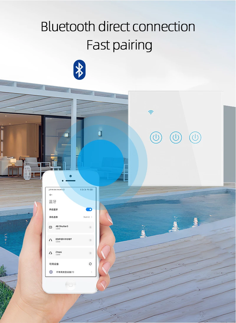 Wifi&ble Smart Touch Wall Switch Eu/uk App Control Smart Life And Tuya ...