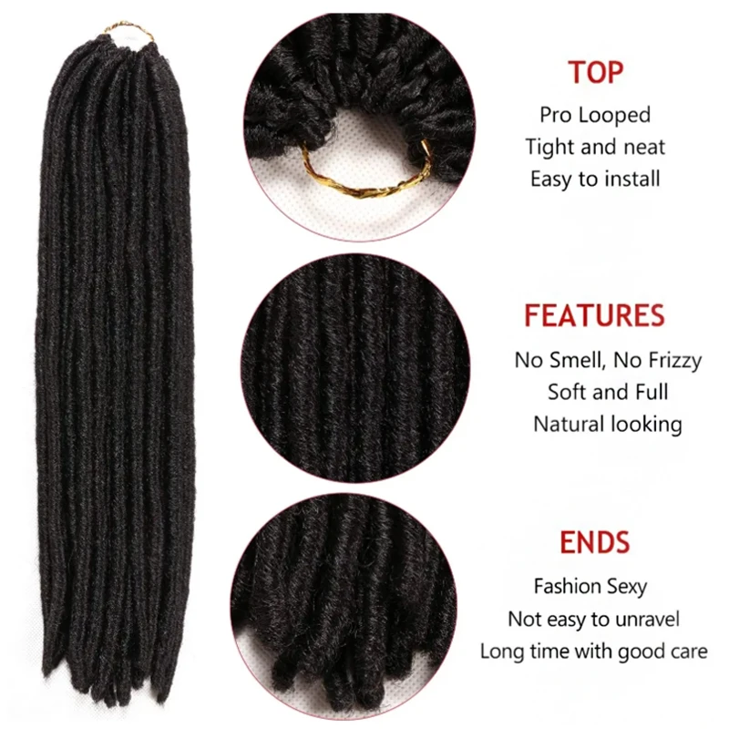 Faux Locs Braiding Hair Afro Kinky Soft Dread Dreadlocks Straight Faux ...