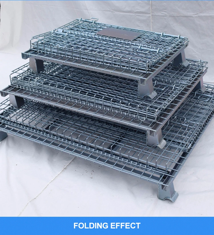 Heavy-Duty Folding Mesh Wire Cage Steel Wire Mesh Pallet Container for ...