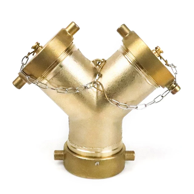 2 Way Y Brass Siamese Connection Valve Water Divider For Fire Hose ...