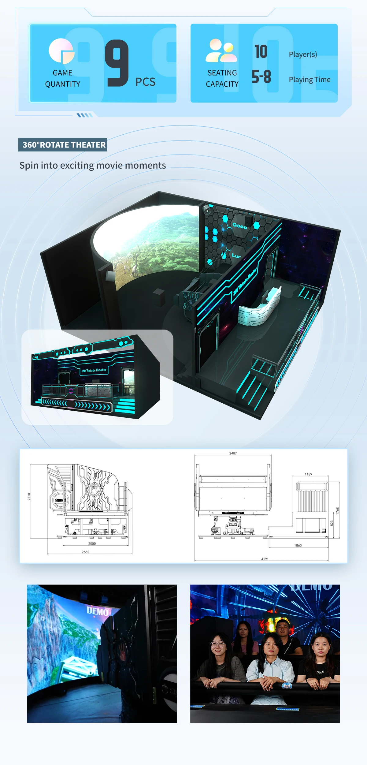 Virtual Reality Amusement Park - 3D Immersive 5D Cinema System