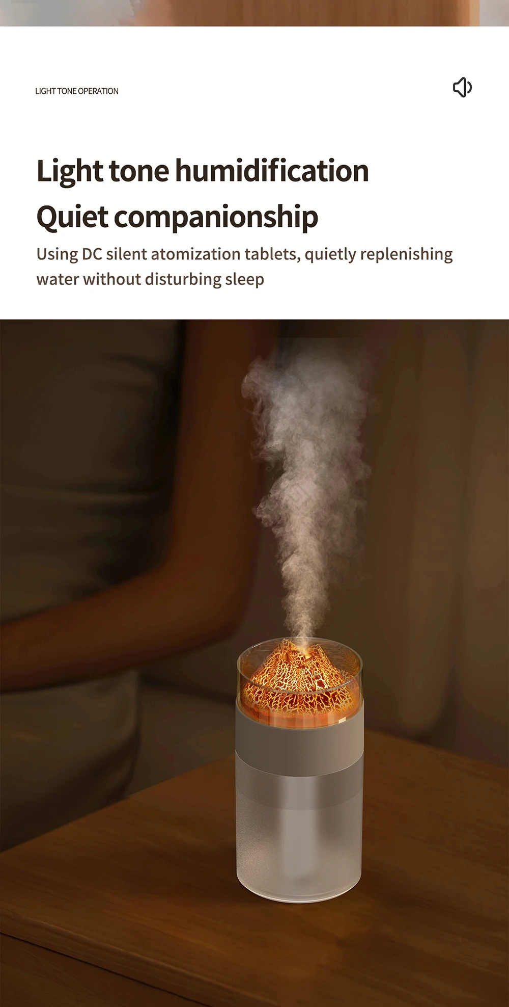 2023 Hot Portable Mini Led Night Light Volcano Humidifier 250ml ...