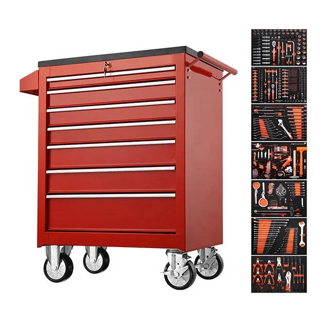 Metal drawer rolling tool box roller cabinet with tools| Alibaba.com