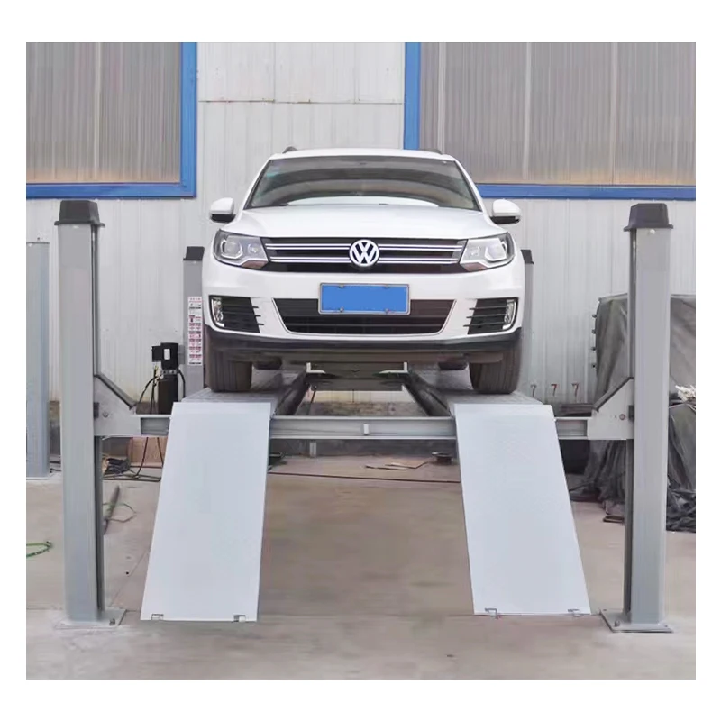 Low Ceiling Double-deck Auto Lift 4 Post Car Lift with Casters 9000 lb ...
