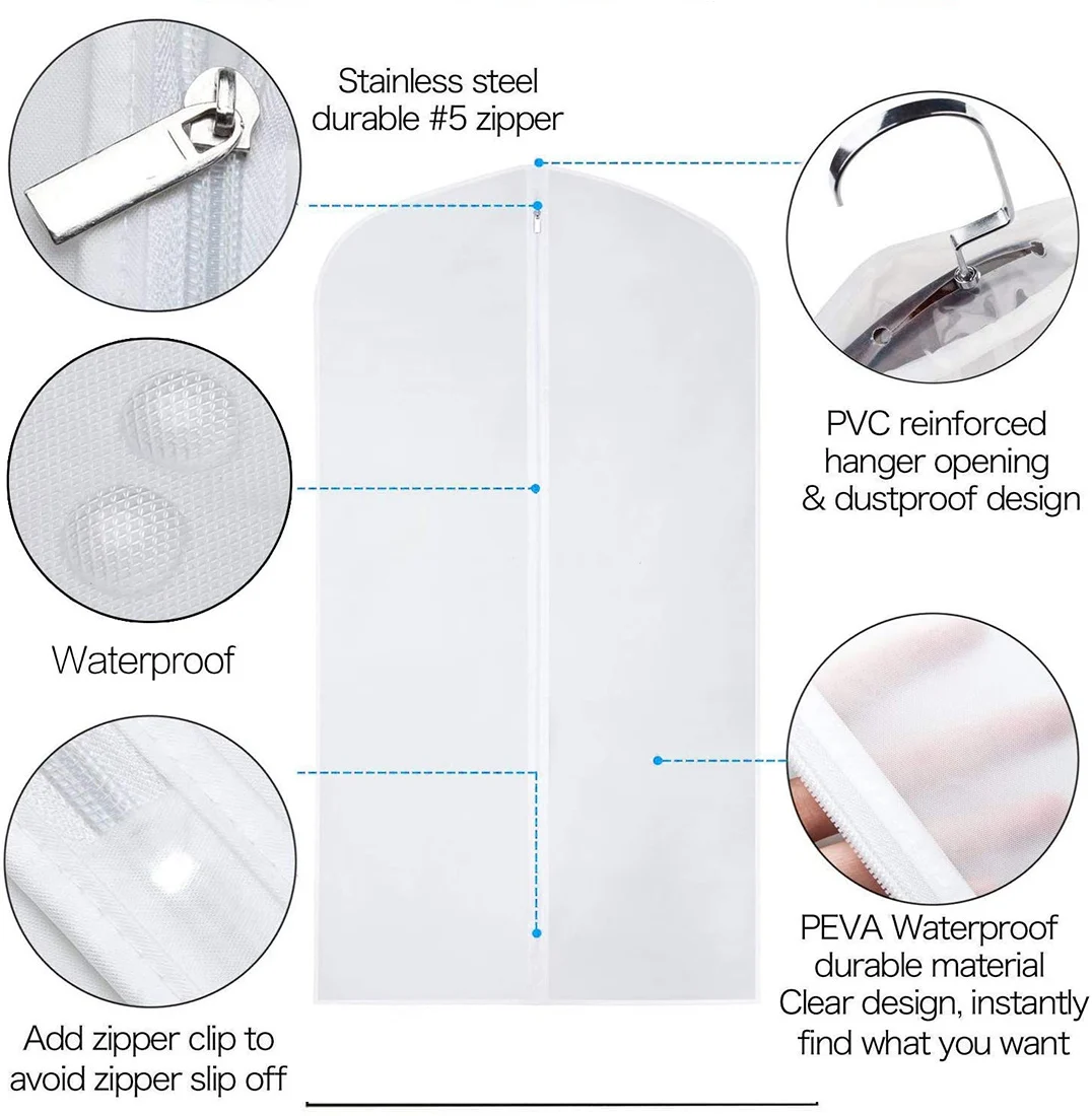 Customized Logo Peva Women Dust Cover Bag With Zipper Wedding Gown Cove ...