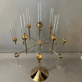Luxury Metal Gold Candelabras With Floating Candle Holders Glass ...