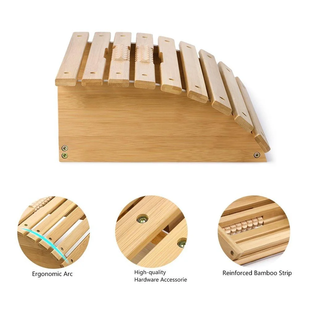 Bamboo Footrest Foot Stool Under Desk Footrest With Massager Rollers ...